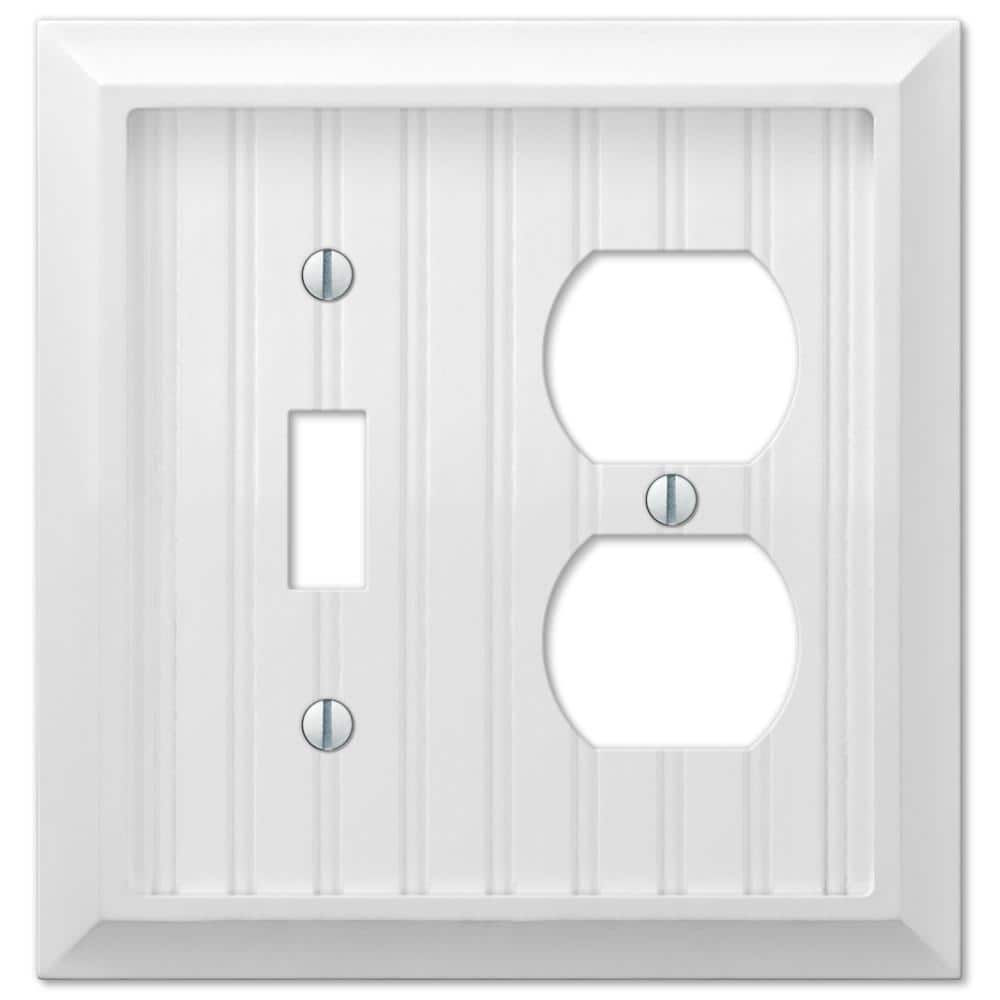 AMERELLE Cottage 2-Gang White 1-Toggle / 1-Duplex BMC Wood Wall Plate ...