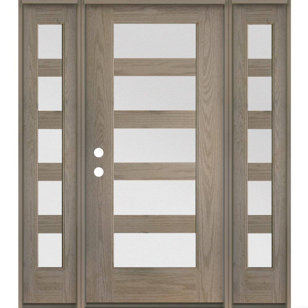 Krosswood Doors Modern 64 in. x 79 in. 5-Lite Right-Hand/Inswing Satin ...