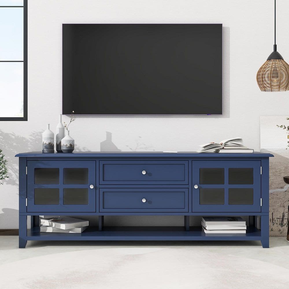 Noble House Ulric 59.10 in. Blue TV Stand Fits TVs up to 60 in. with ...