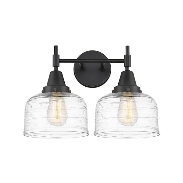 Innovations Caden 17 in. 2-Light Matte Black Vanity Light with Glass ...