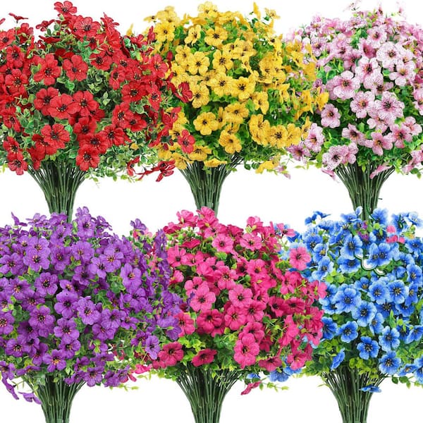 24 Bundles 0.10 in. Mixed Color Artificial Silk Flower Stem Branch for ...