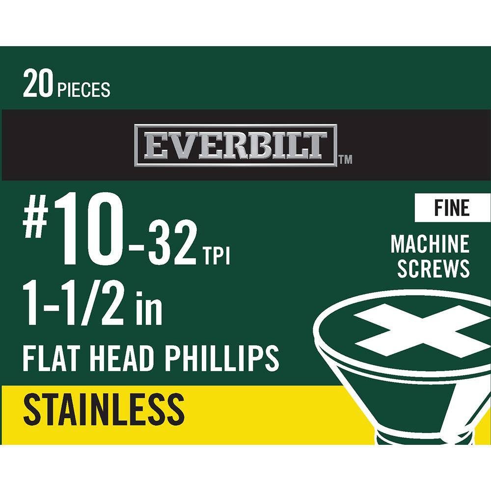 Everbilt 10 32 X 1 1 2 In Phillips Flat Head Machine Screw Stainless Everbilt 10 32 X 1 1 2 In Phillips Flat Head Machine Screw Stainless
