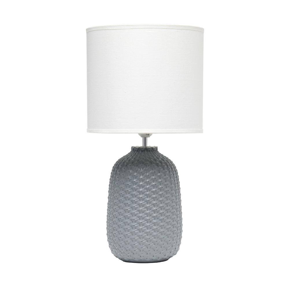 Simple Designs 20.4 in. Gray with White Shade Tall Traditional Ceramic ...