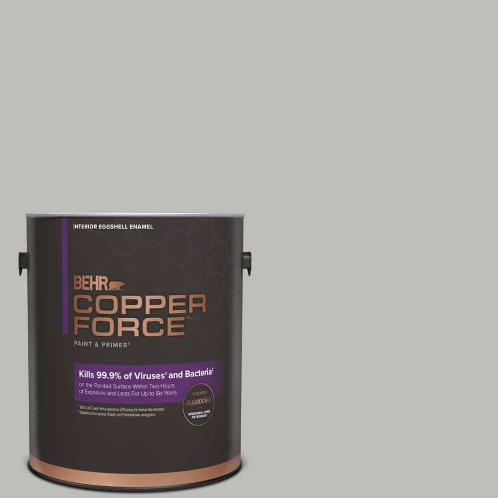 COPPER FORCE 1 gal. #PPU24-17 Hailstorm Gray Eggshell Enamel Virucidal ...