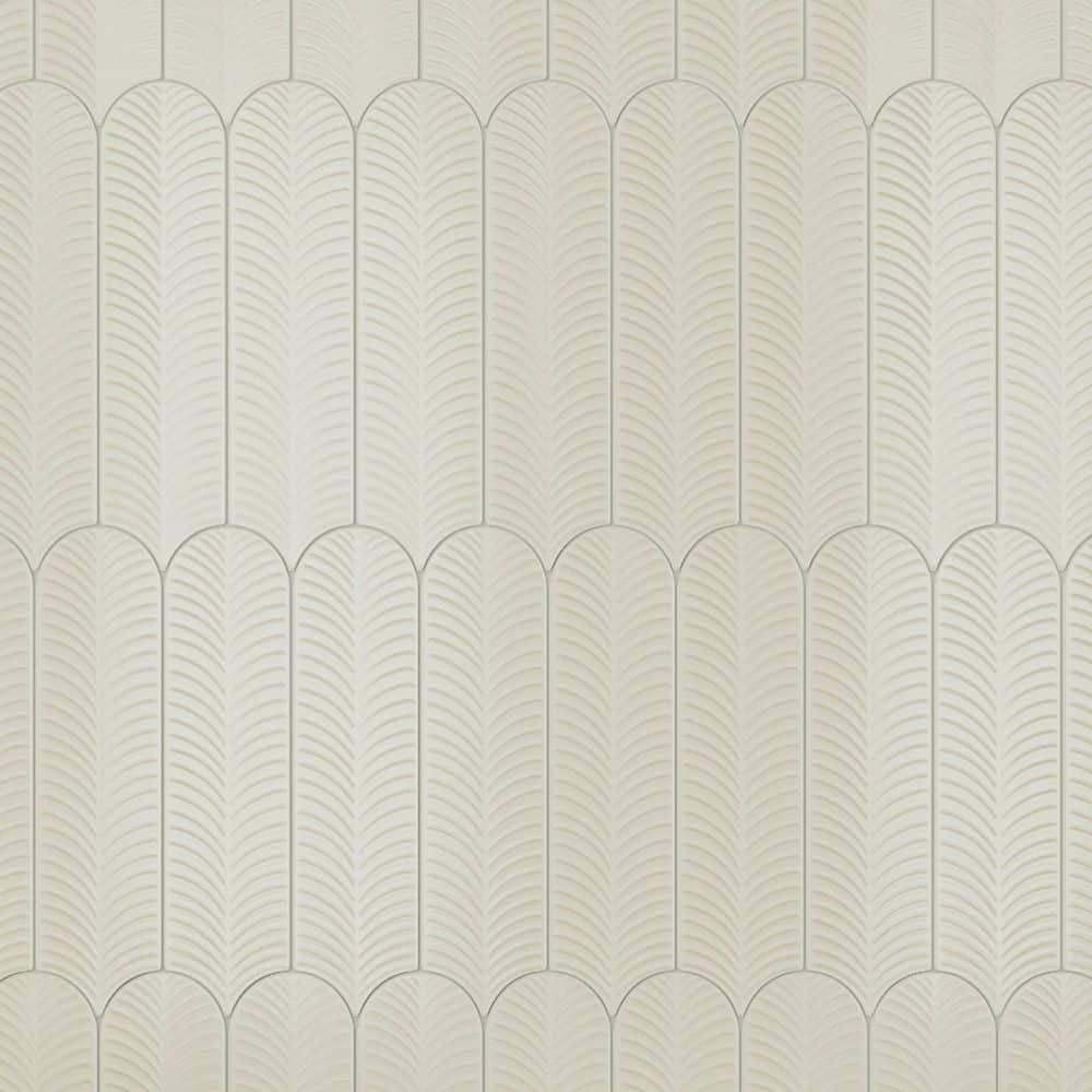 Giorbello Feather Cream 3 in. x 12 in. 3D Textured Glossy Ceramic ...