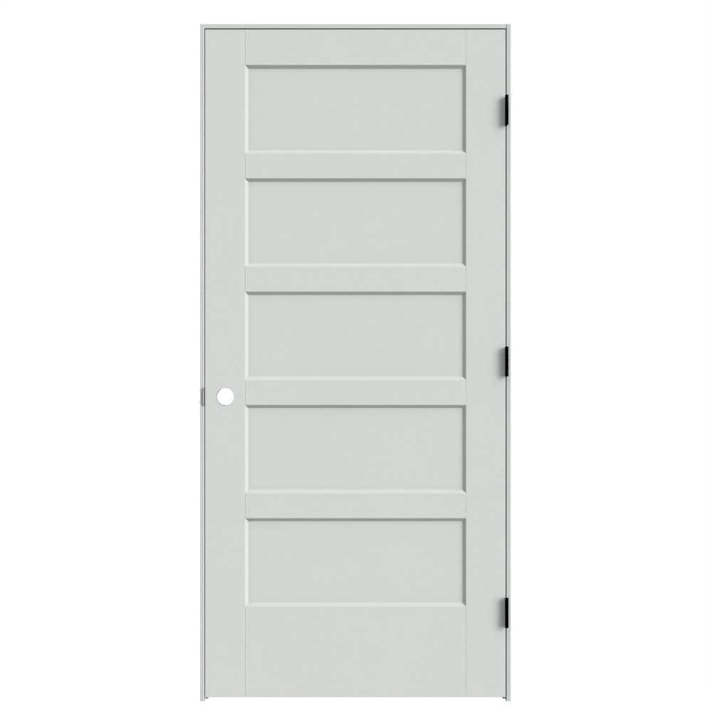 Masonite 36 in. x 80 in. 5-Panel Bayshore Left-Hand Solid Core Primed ...