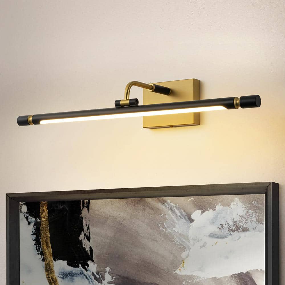 Rennnsan Eddy 1-Light 26 in. Black with Gold Dimmable LED Picture Light ...