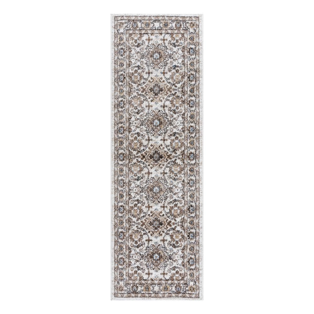 Gertmenian Alor Arcadia Ivory 3 ft. x 8 ft. Oriental/Border Indoor ...