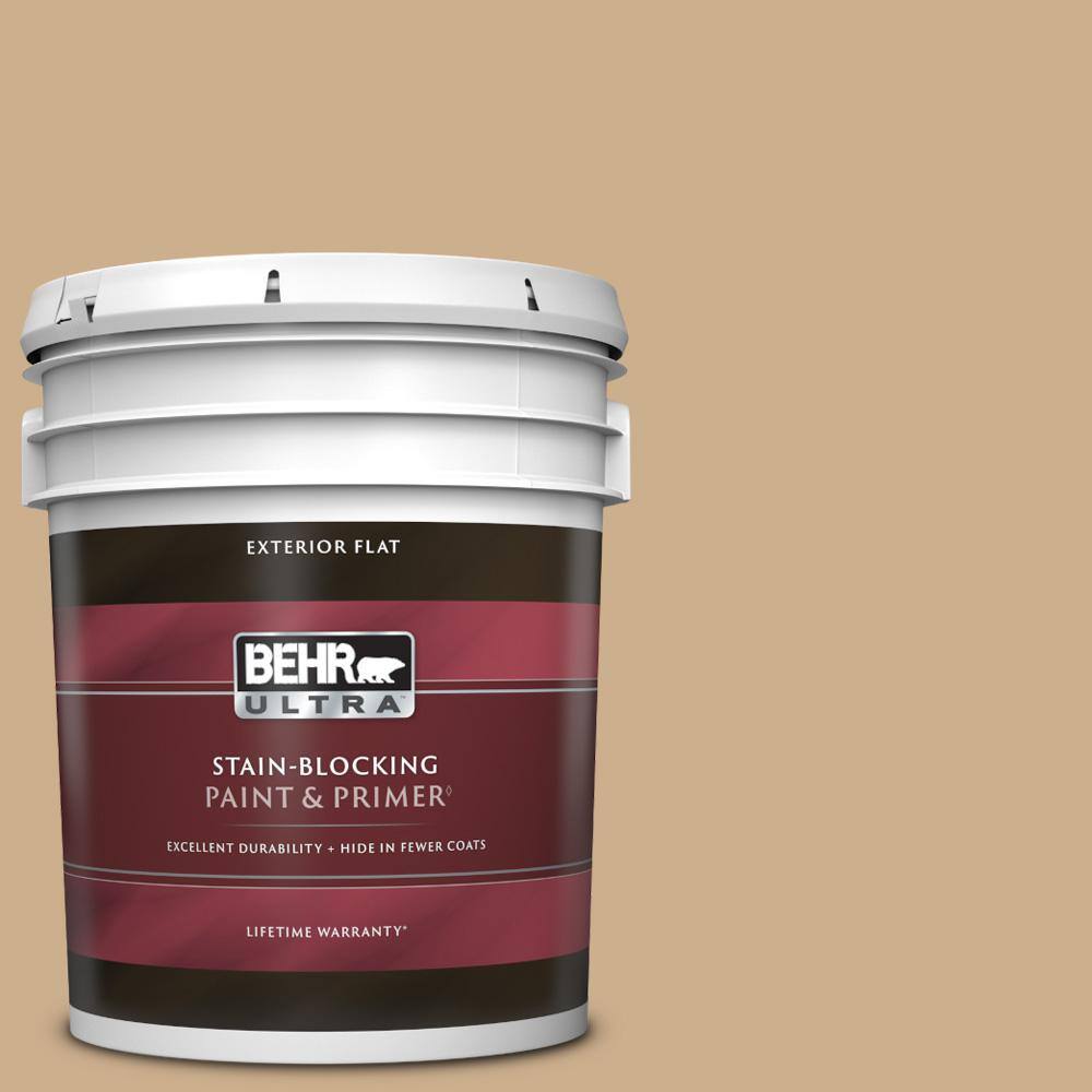 BEHR ULTRA 5 gal. #PPU7-20 Raffia Ribbon Flat Exterior Paint & Primer ...