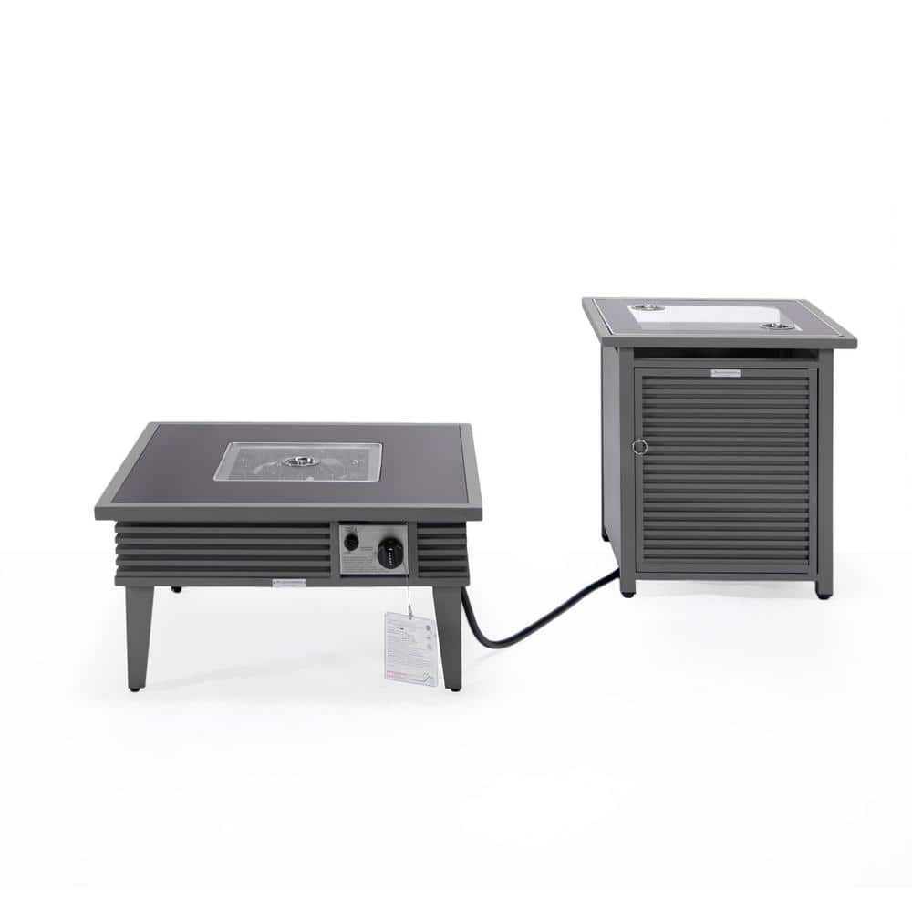 Leisuremod Walbrooke Patio Square Fire Pit and Tank Holder with Slats ...