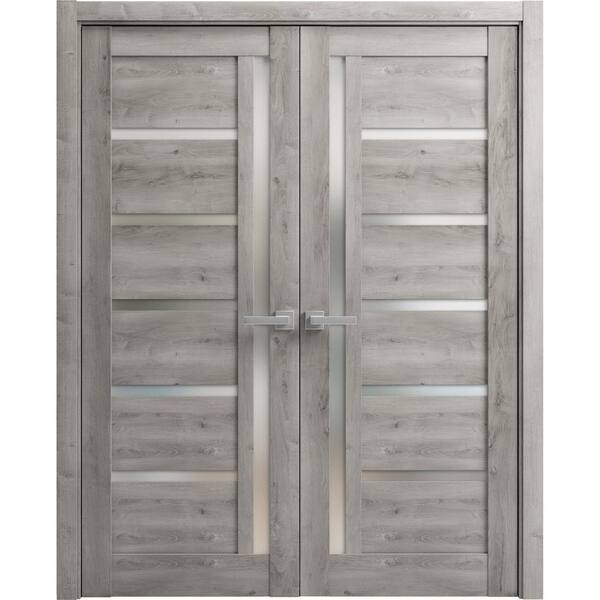 Sartodoors 56 in. x 96 in. 2 Panel Nebraska Grey Finished Solid MDF ...