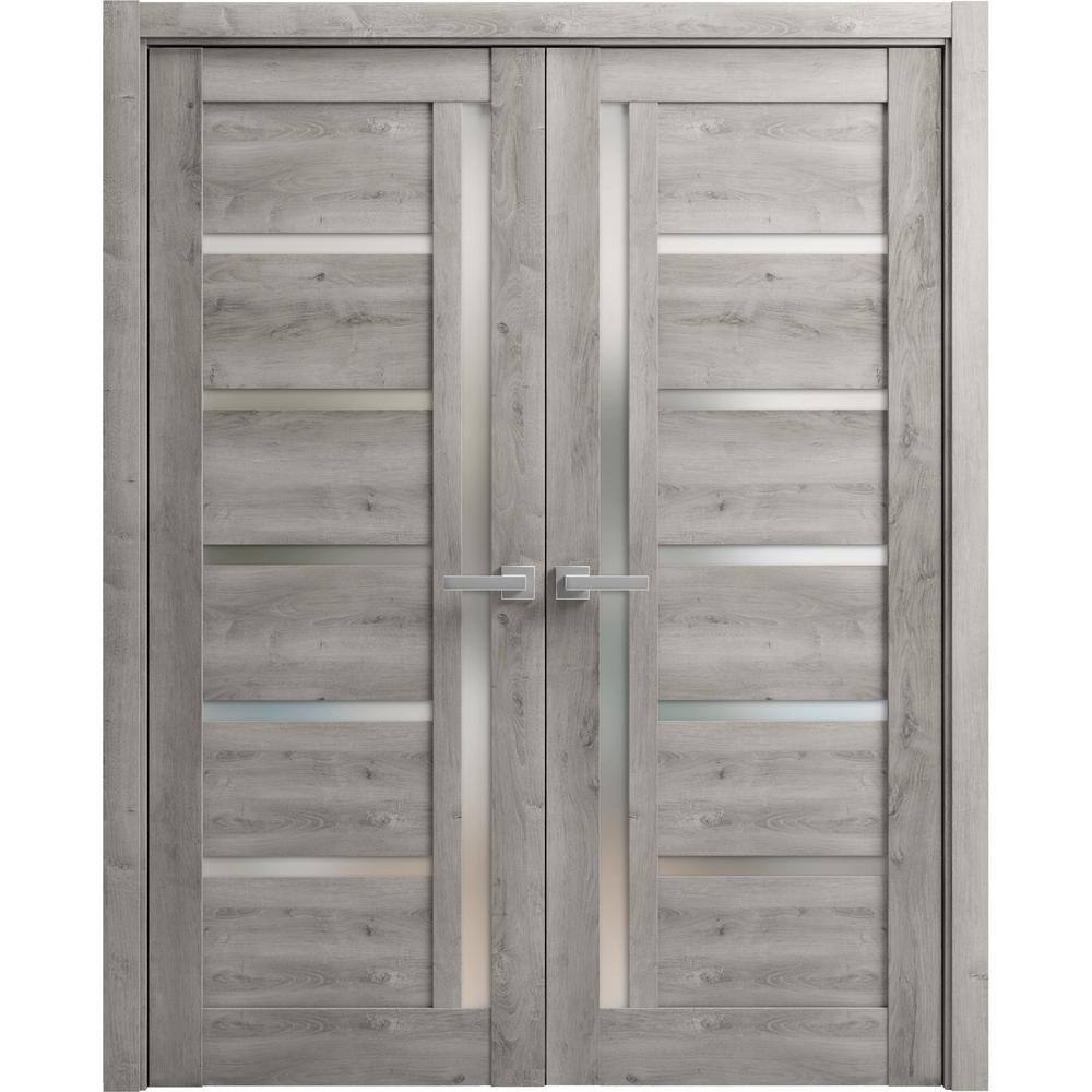 Sartodoors 72 in. x 96 in. 2 Panel Nebraska Grey Finished MDF Sliding ...