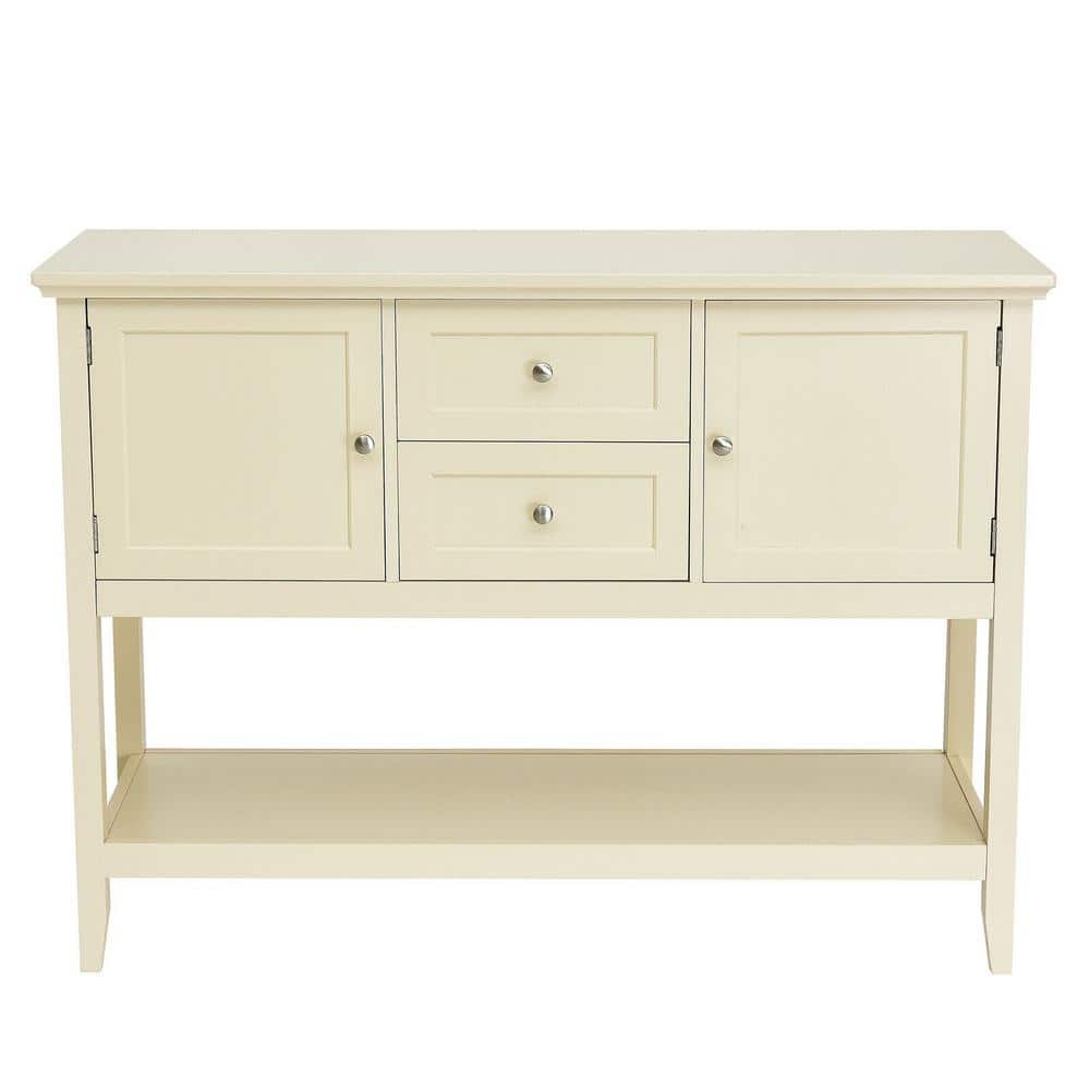 ANGELES HOME 46 in. L Beige Wood Top Console Table Sideboard Buffet ...