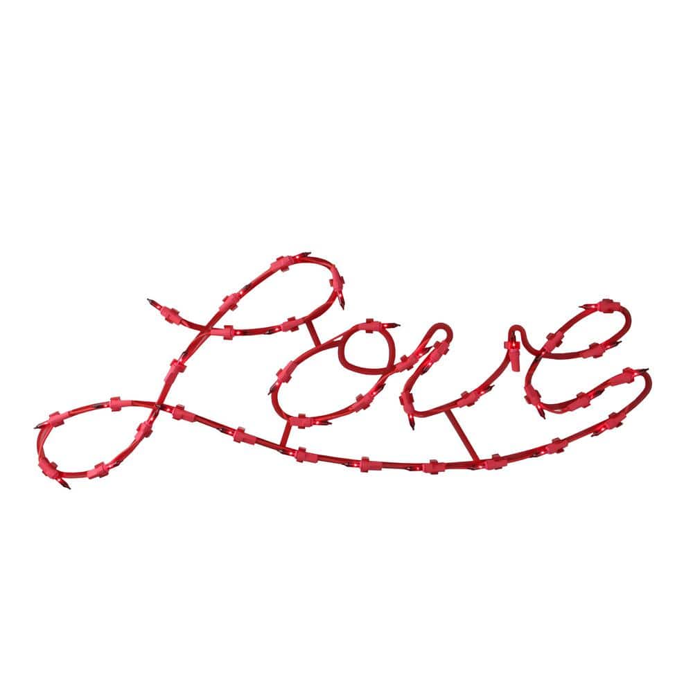 Northlight 17 in. 35-Light Red Incandescent Lighted Love Script ...