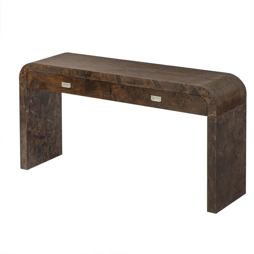 Tatahance 60 in. Dark Brown Rectangle Wood Console Table with Sleek ...