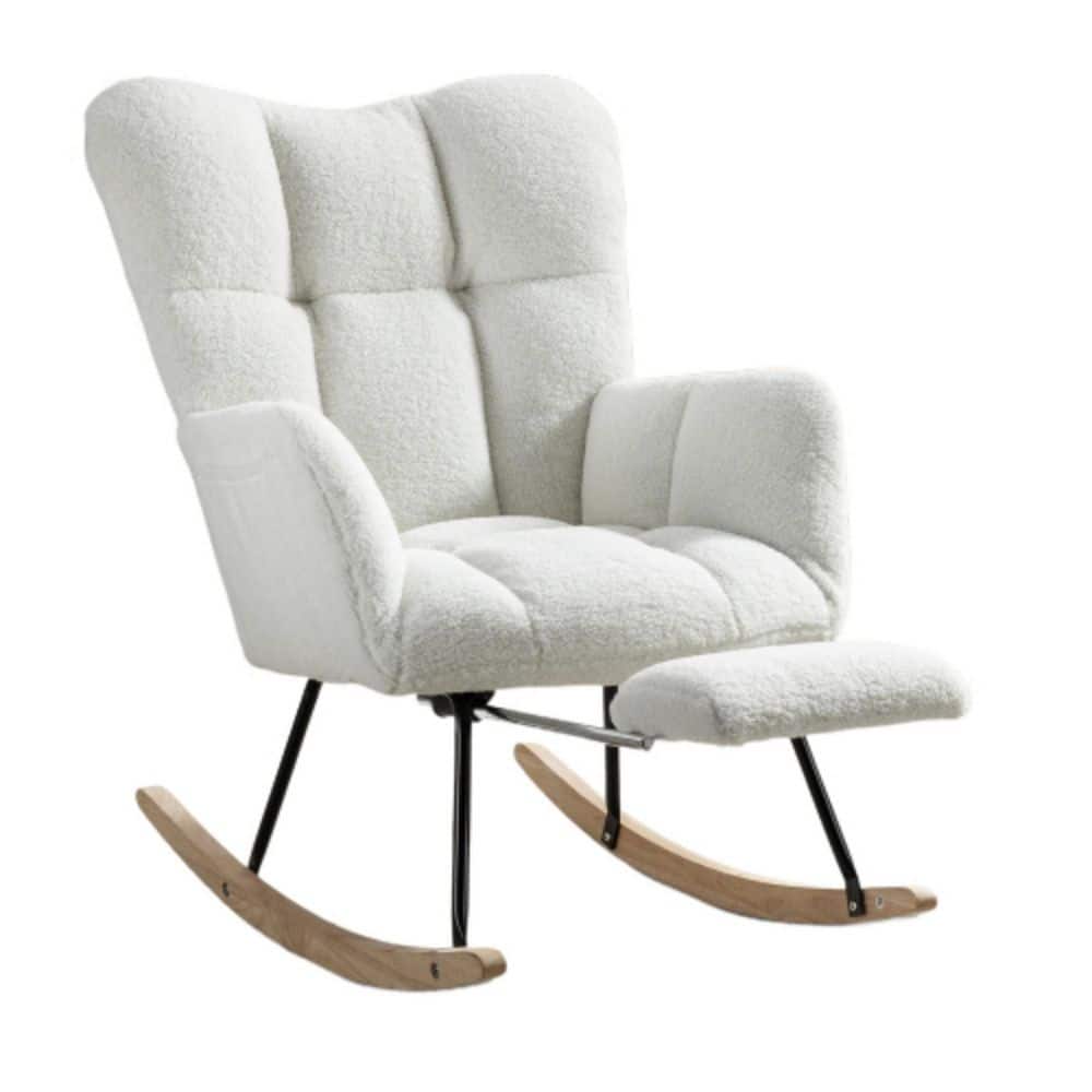 Dracelo Series Frame White Metal Outdoor Rocking Chair with footrest GT ...