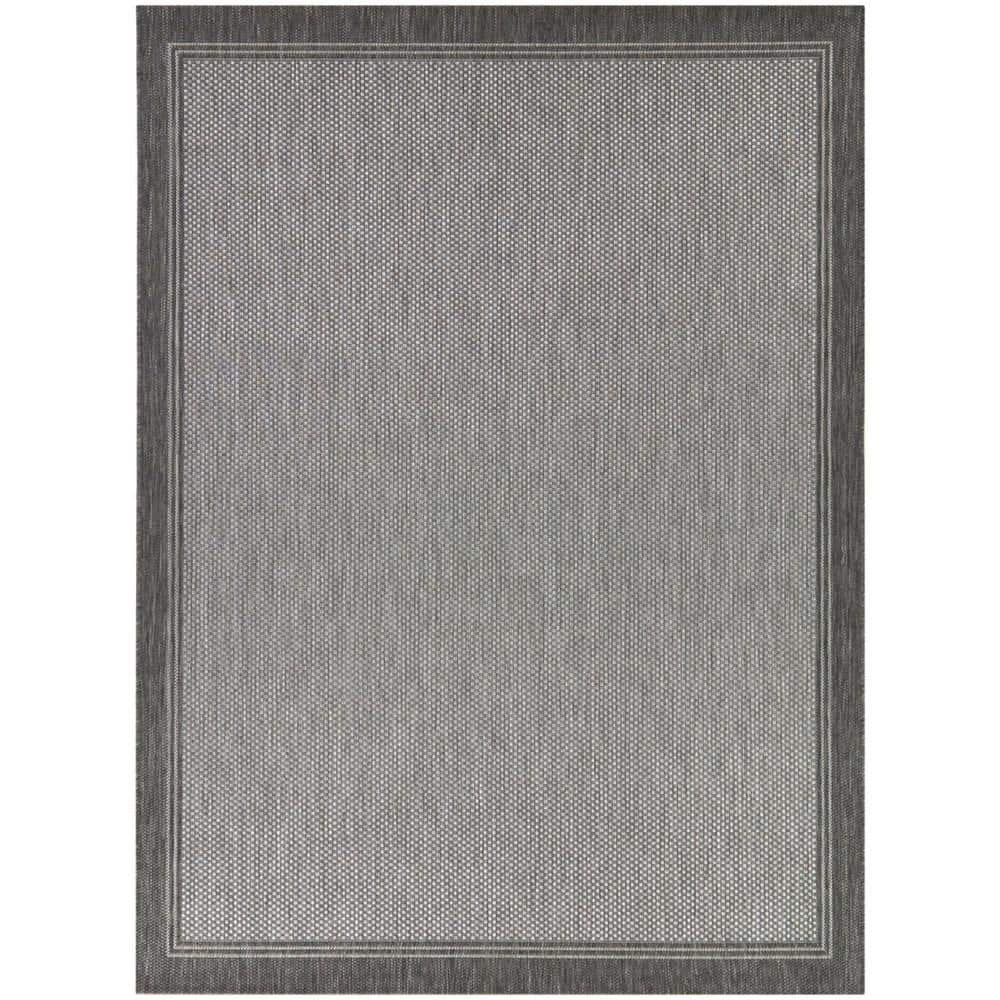 Hampton Bay Terrace Grey 8 ft. x 10 ft. Border Indoor/Outdoor Area Rug ...