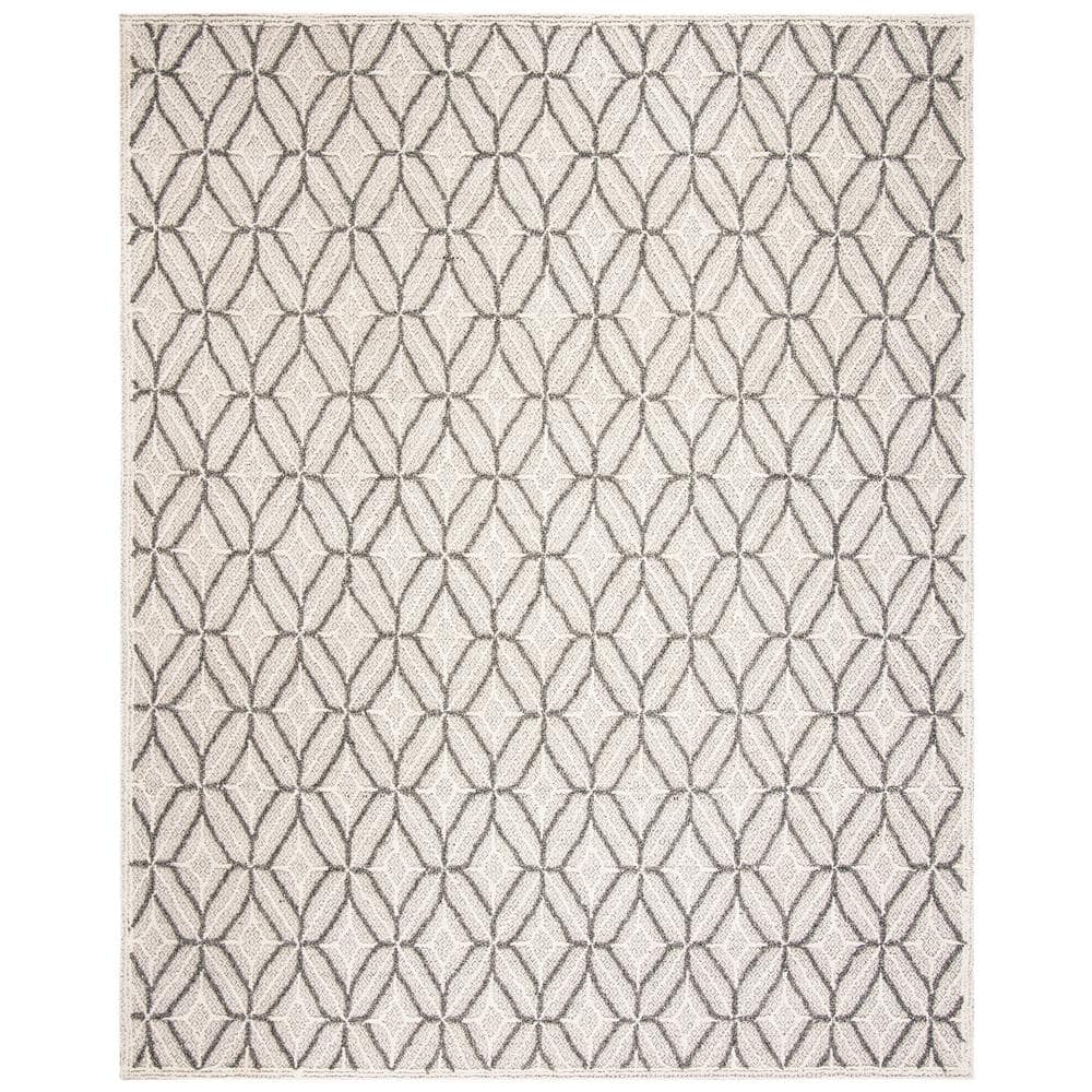SAFAVIEH Trace Gray/Black 9 ft. x 12 ft. Border Geometric Area Rug ...