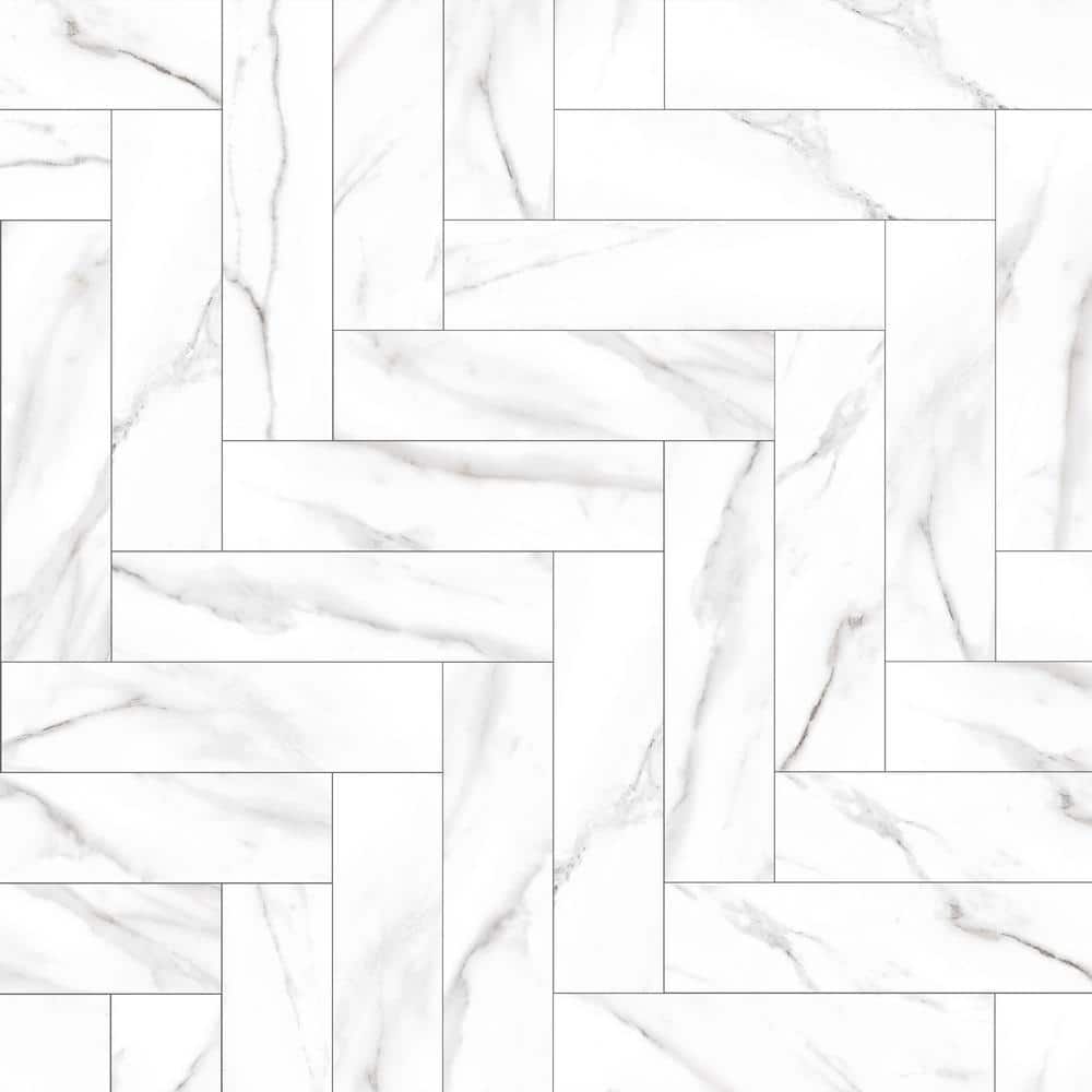 MOLOVO Elegance White Subway 12.99 in. x 3.15 in. Matte Porcelain Tile ...