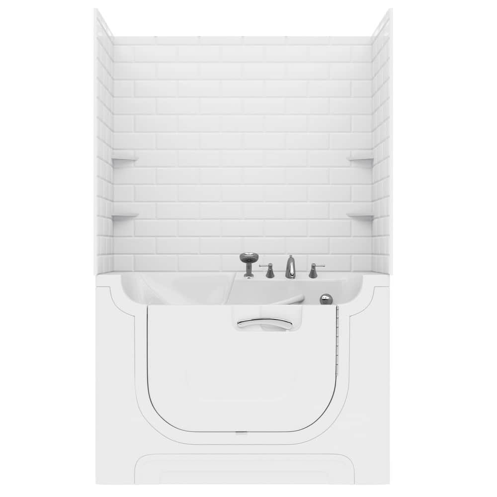 ANZZI Rampart Wall Series 30 in. x 60 in. Right Side Drain Soaking ...