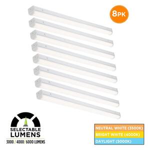 Commercial Electric 4-Pack 8 ft. Commercial Integrated LED White Strip ...