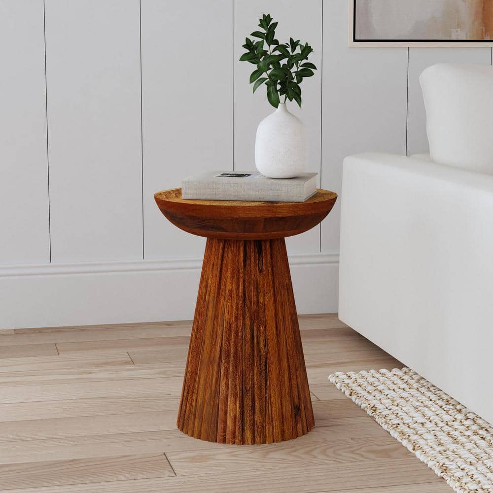 Coaster Aureo 14 in. Wild Honey Round Solid Wood Side Table 931155 ...