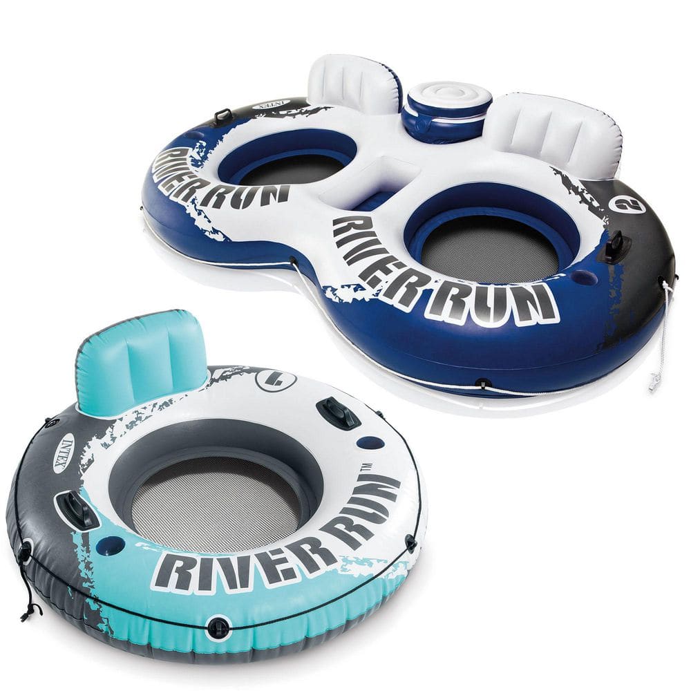 Intex River Run Inflatable Floating Tube & River Run II 2-Person Float ...