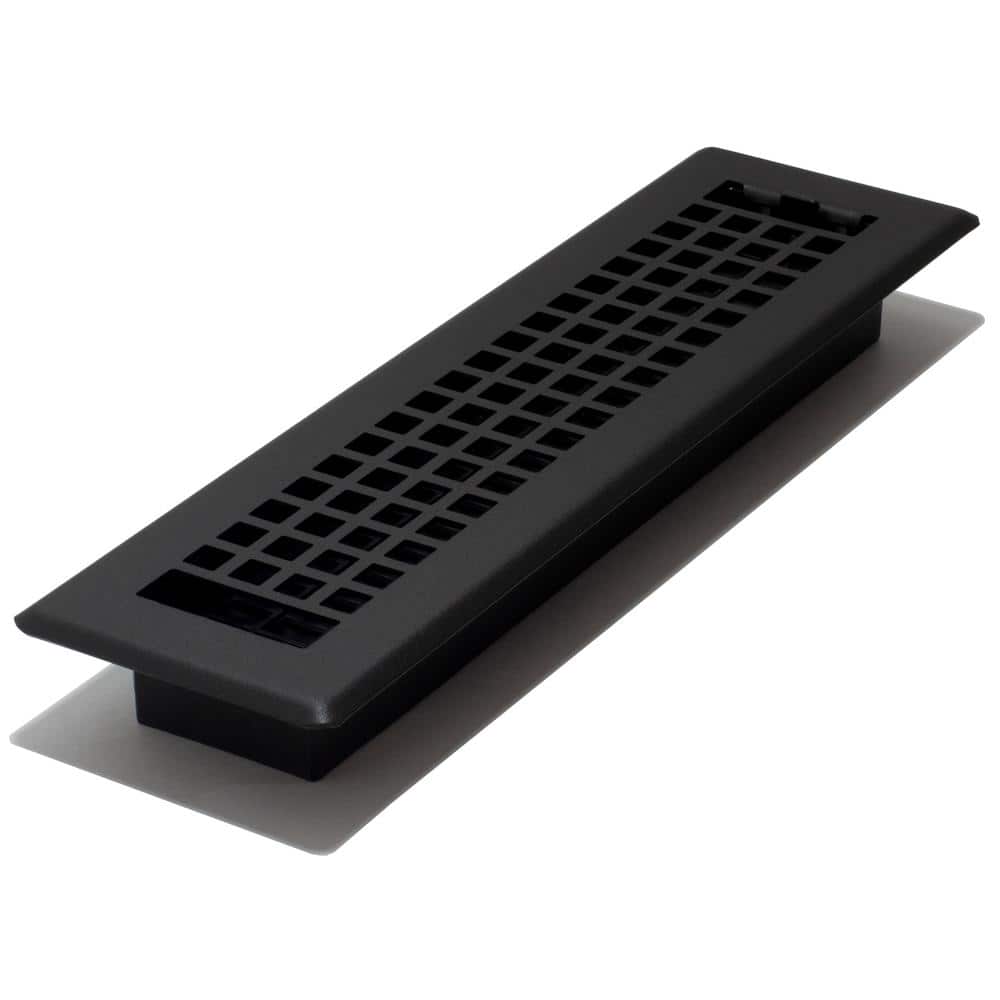 Decor Grates 2 in. x 12 in. Lattice Floor Register, Textured Black ...
