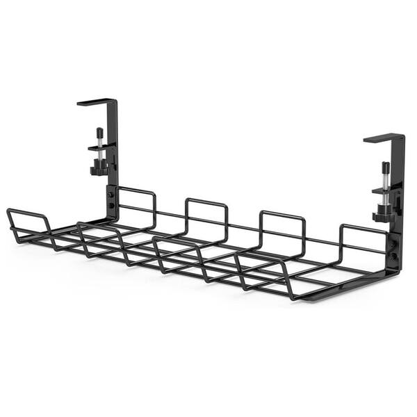 Yichuhaoxi Under Desk Cable Management Tray No Drill Mount Organizer Black Carbon Steel Mesh ...