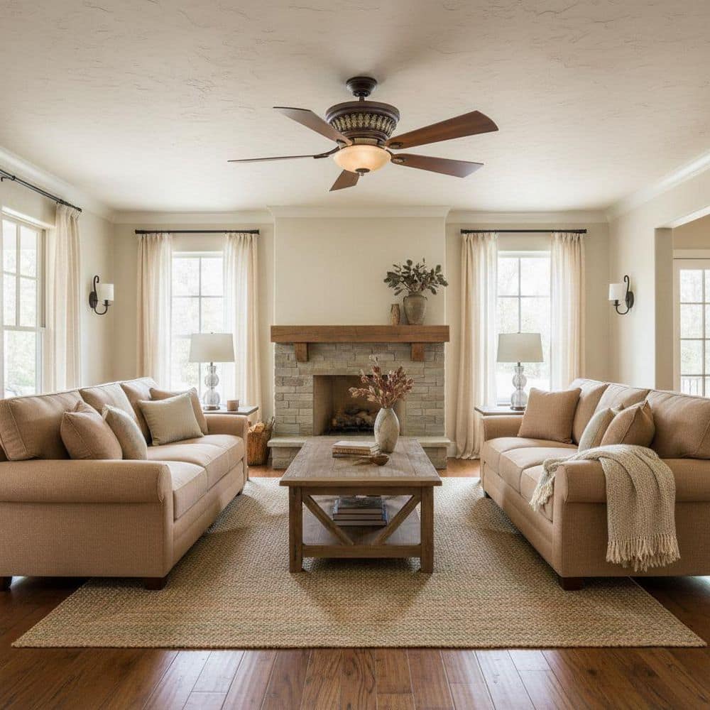 MINKA-AIRE Calais 52 in. Integrated LED Indoor Belcaro Walnut Ceiling ...
