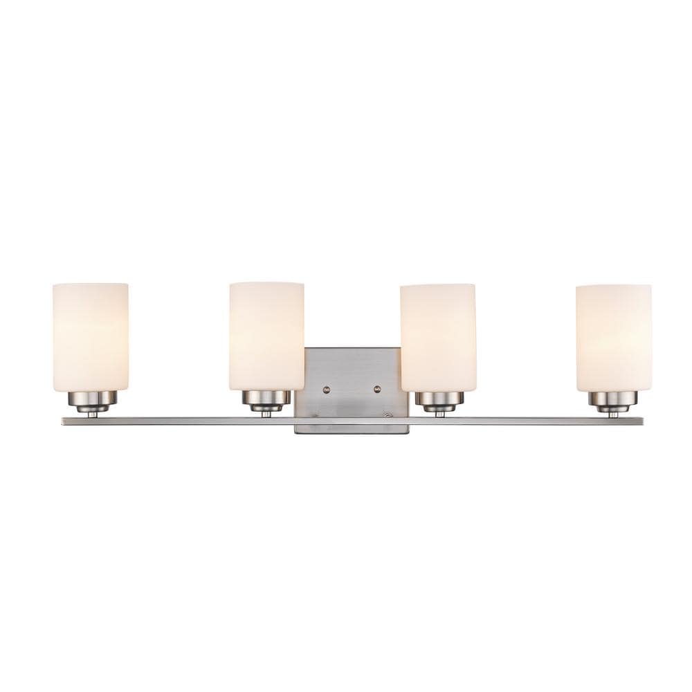 Bel Air Lighting Mod Pod 31.25 in. 4-Light Brushed Nickel Bathroom ...