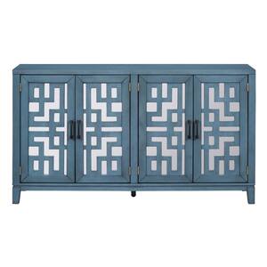 Navy Blue Wood Pantry Organizer Sideboard Cabinet with Large Storage ...