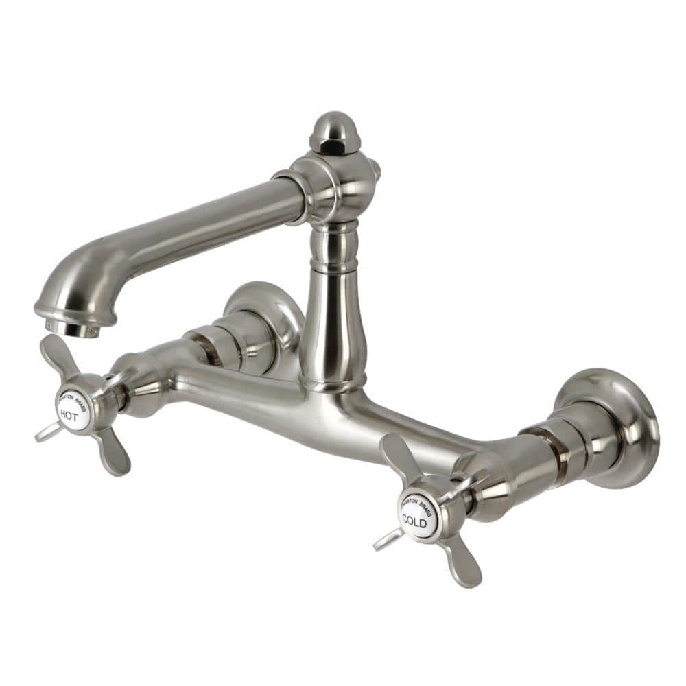 Kingston Brass Essex 2-Handle Wall-Mount Bathroom Faucets in Brushed ...