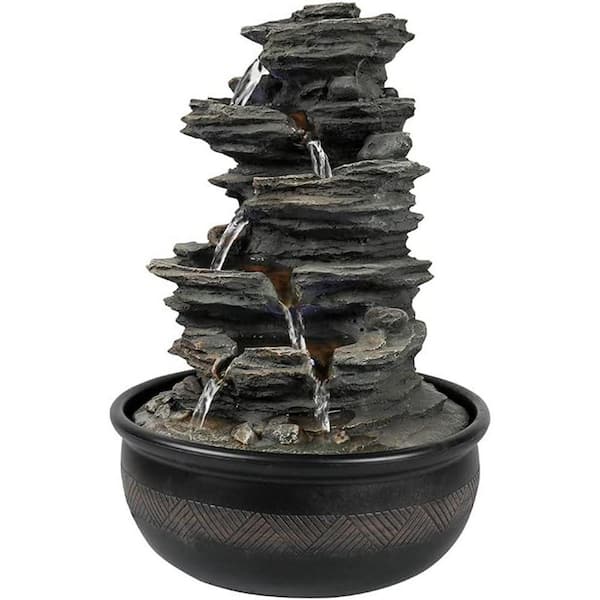 Rock Falls Tabletop Waterfall Fountain with LED Lights YNLIN318 - The ...