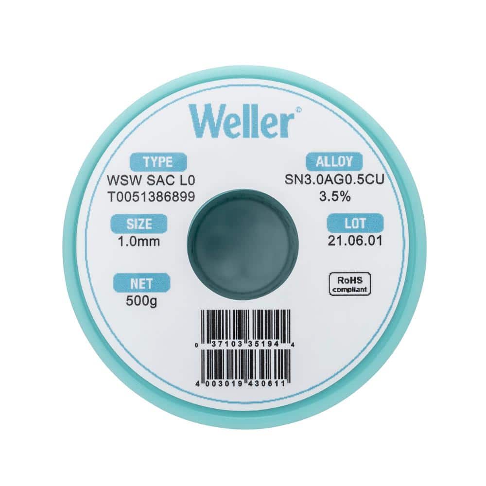 Weller SAC L0 Solder Wire, Ø 1,0mm, 500g T0051386899 - The Home Depot
