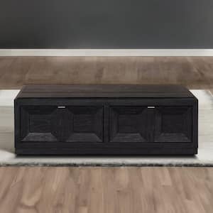 Furniture of America Griffith 53 in. Black Rectangle Wood Coffee Table ...