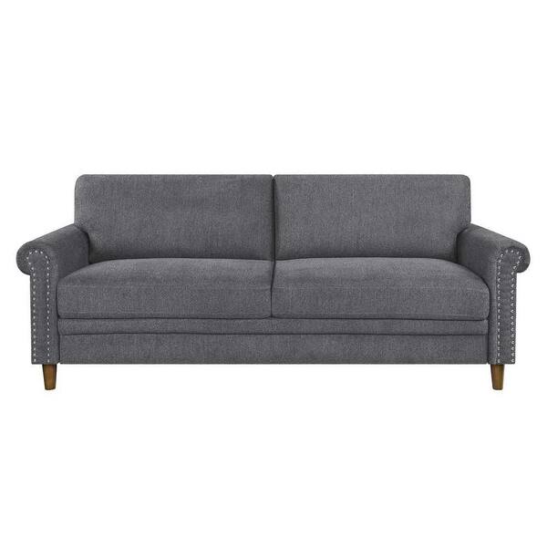 EVERGLADE HOME Dadeville 79 in. Wide Dark Gray Rolled Arm Textured ...