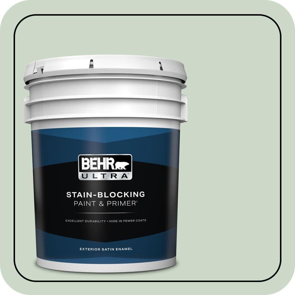 BEHR ULTRA 5 gal. #450E-2 April Mist Satin Enamel Exterior Paint ...