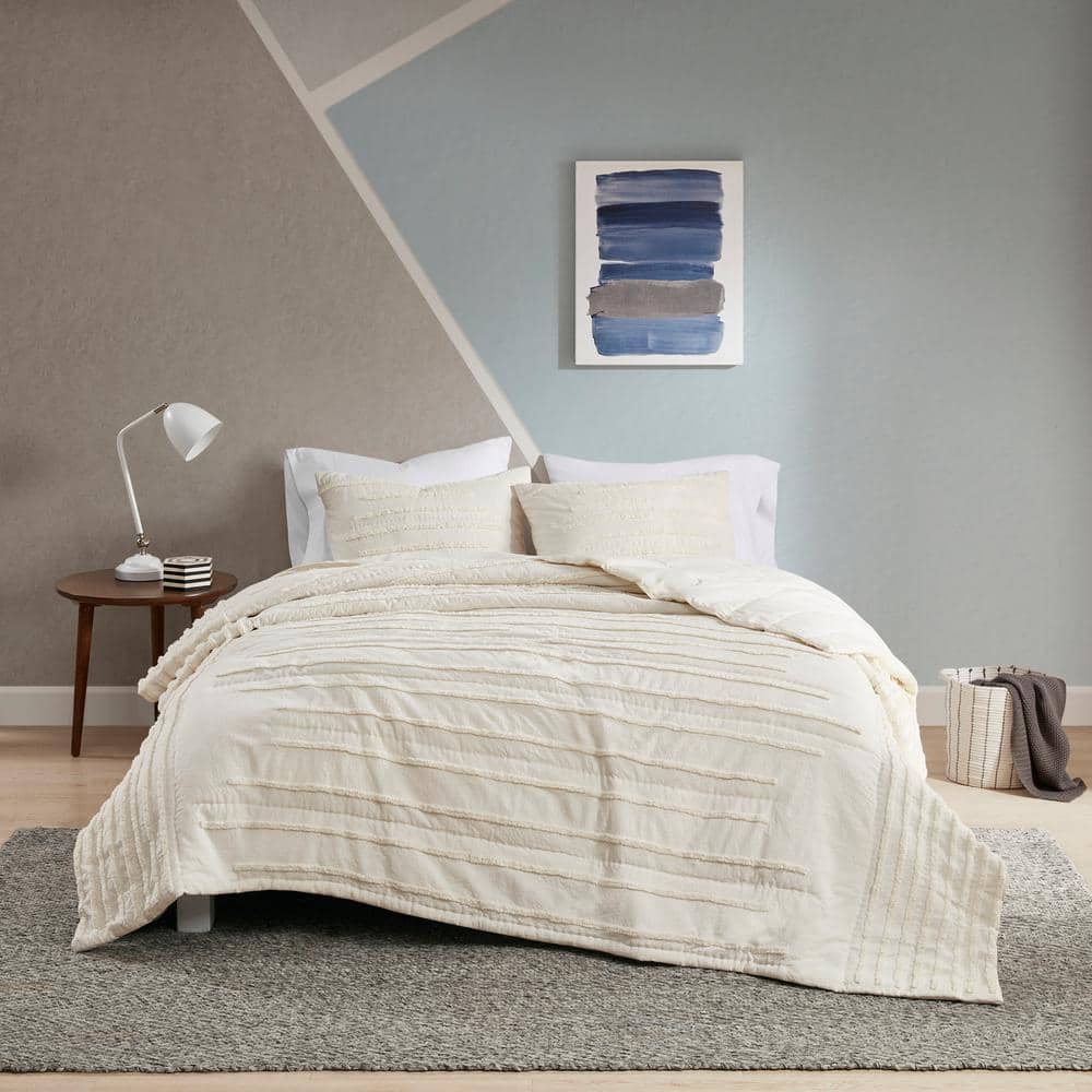 Intelligent Design Camden 3-Piece Ivory King/Cal King Cotton Chenille ...