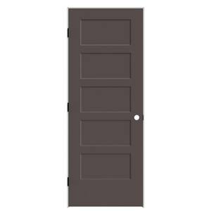 Masonite 24 in. x 80 in. 5-Panel Bayshore Right-Hand Solid Core Smoked Tan Molded Composite ...