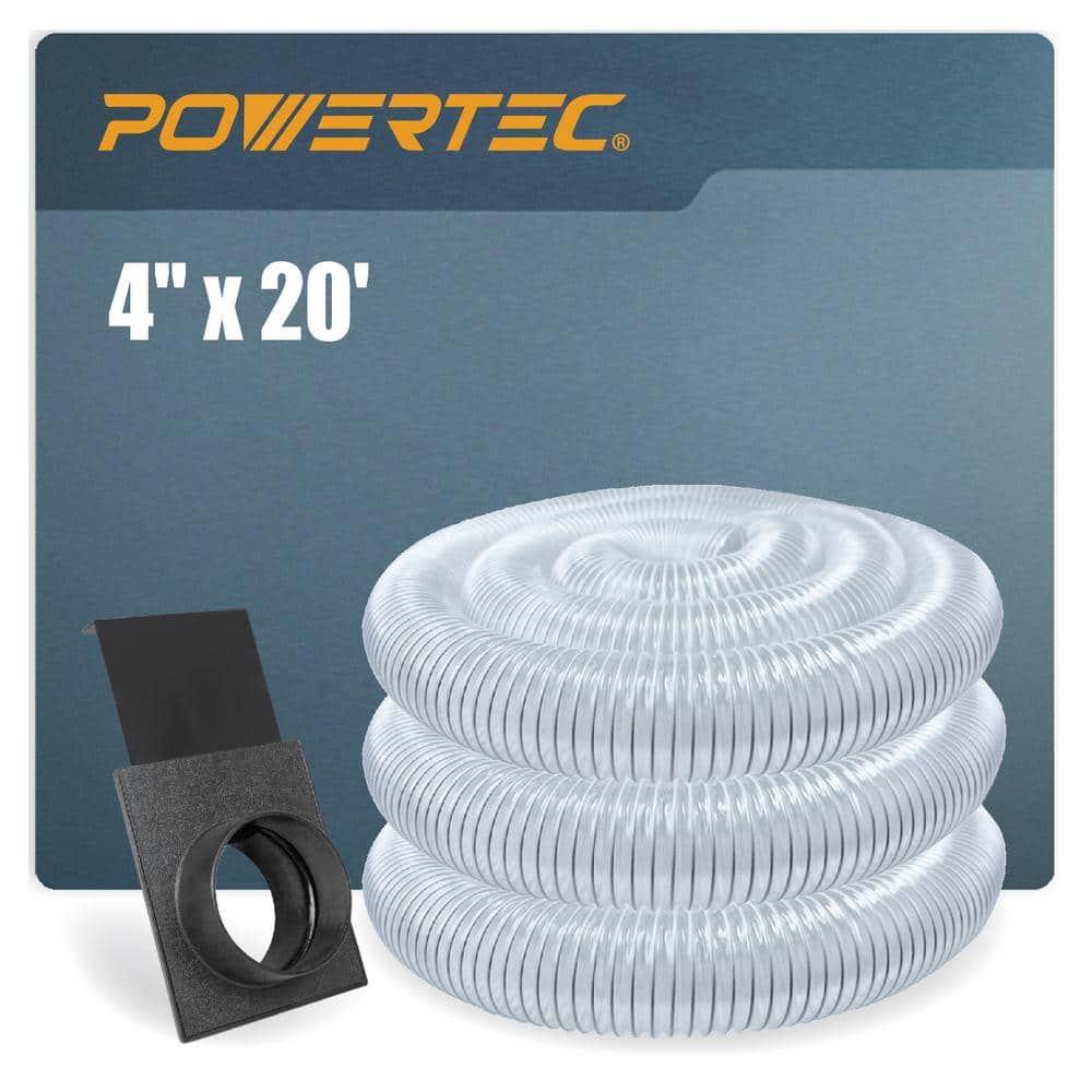 ‎POWERTEC 4 in. x 20 ft. Dust Collection Hose with Blast Gate for Dust ...