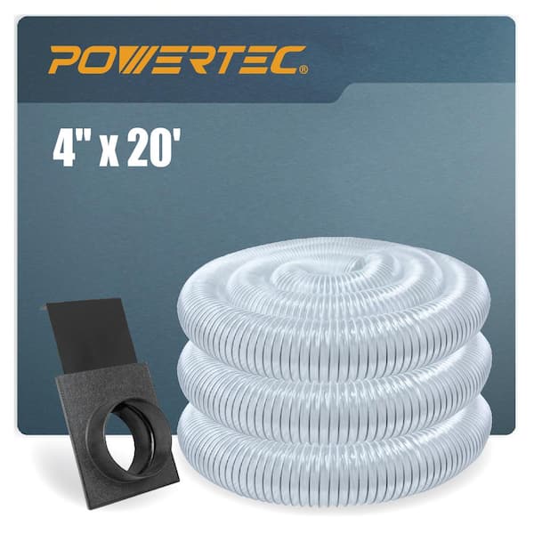 ‎POWERTEC 4 in. x 20 ft. Dust Collection Hose with Blast Gate for Dust ...