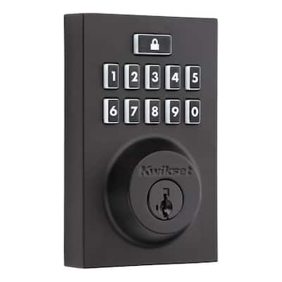 Kwikset SmartCode 914 Zigbee 3.0 Contemporary Matte Black Single Cylinder Electronic Deadbolt ...