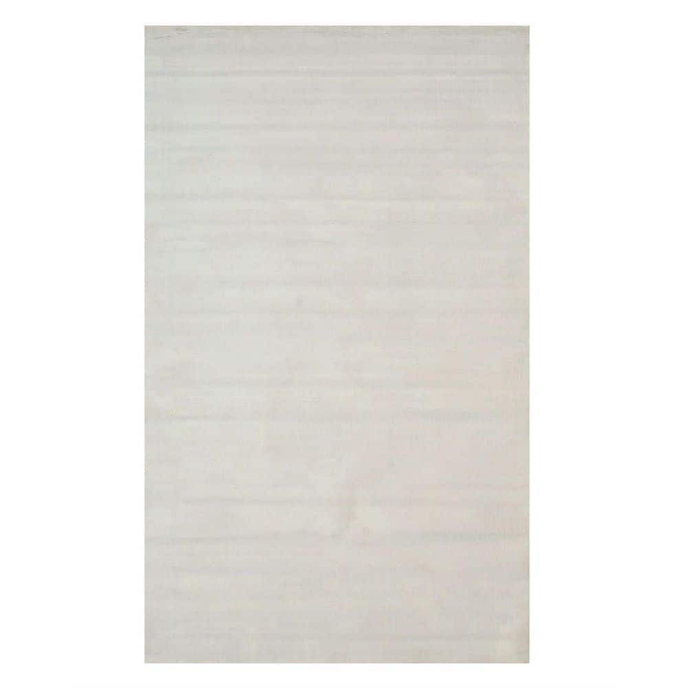 EORC Ivory 5 ft. x 8 ft. Handmade Viscose Contemporary Random-cut Pile ...