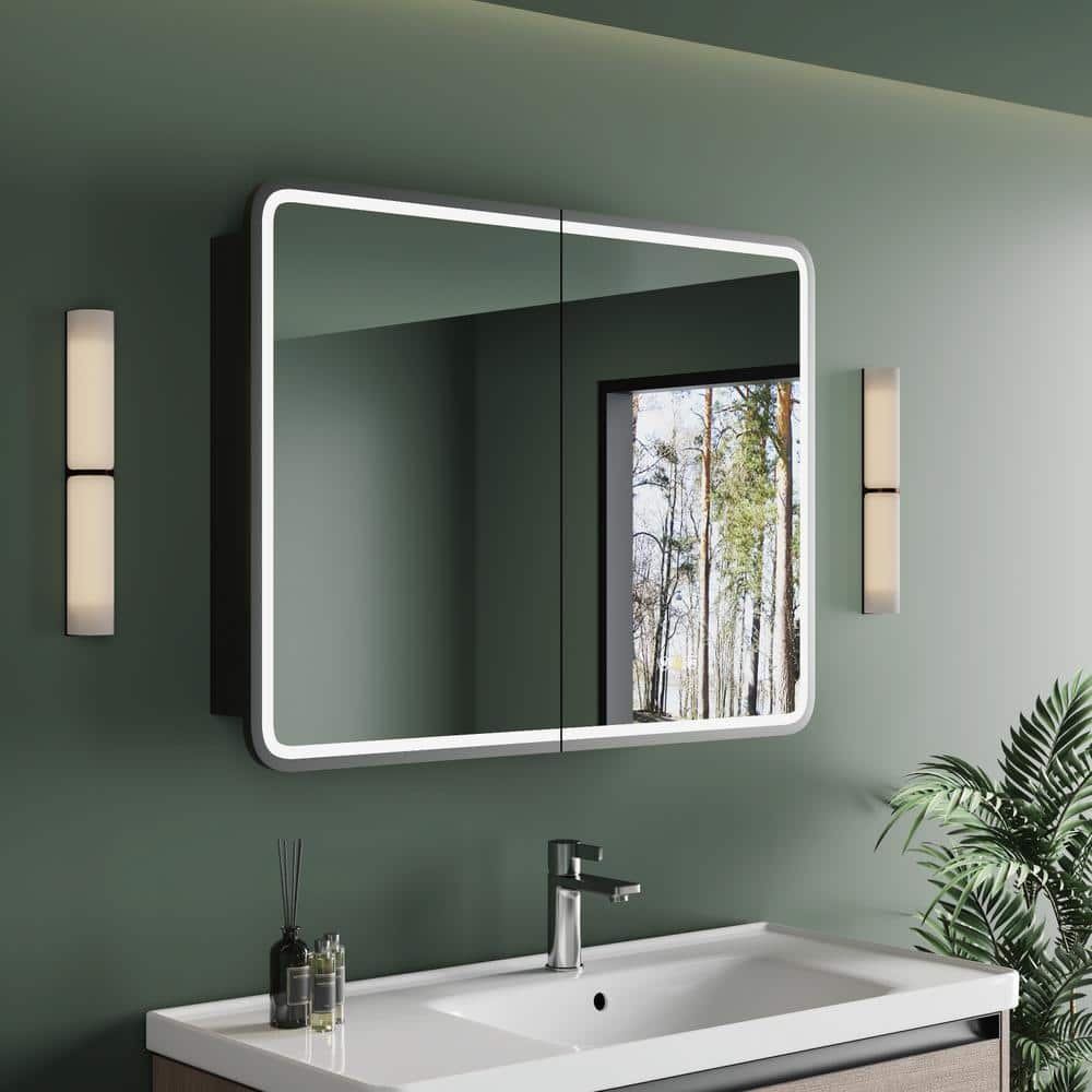 Have a question about HBEZON Thalia 32 in. W x 30 in. H Rectangular Iron Black Recessed Medicine ...