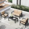 Sizzim Aluminum 4-Piece Patio Furniture Conversation Seating Set with ...