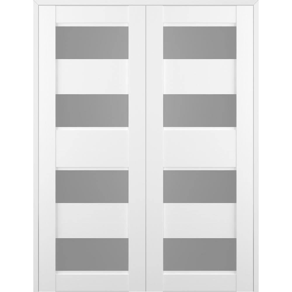 Belldinni Della 60 in. x 96 in. Both Active 4-Lite Frosted Glass Bianco ...