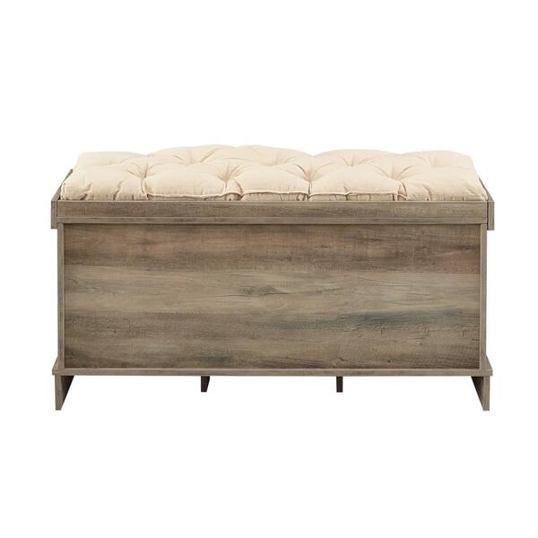 Sage grey wash entryway storage bench by desert fields store