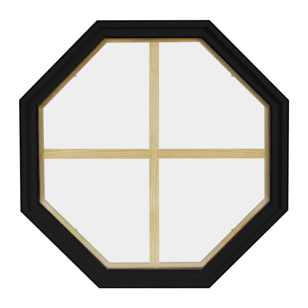 FrontLine 24 in. x 24 in. Octagon Black 6-9/16 in. Jamb 4-Lite Grille ...