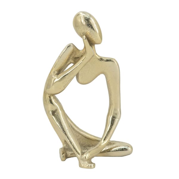 Gold 4 in. x 11 in. Aluminium Abstract Aluminum Human Figurine for ...